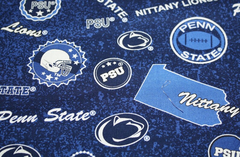 Penn State Cotton Fabric Material Nittany Lions 1/4 Yard 9" X 43" Blue ...