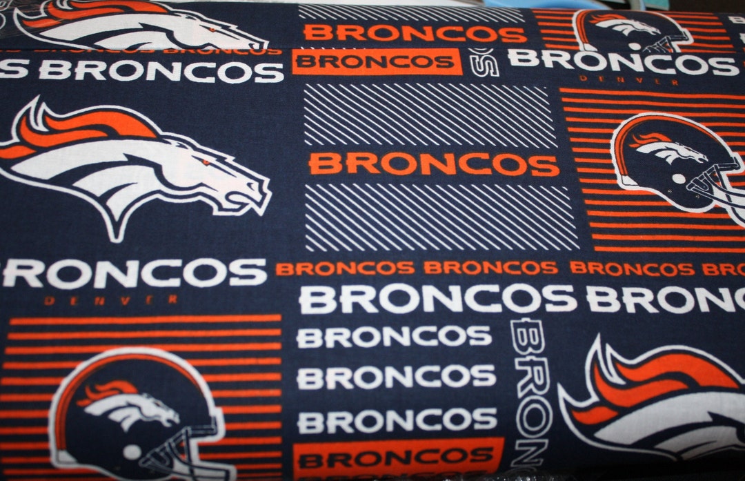 Denver Broncos Cotton Fabric Material Helmet Logos NFL Football 1/4 ...