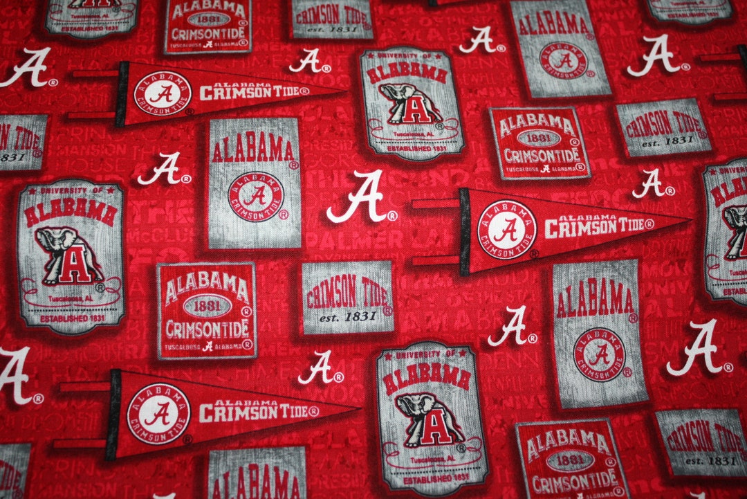 Alabama Crimson Tide Cotton Fabric Material 1/4 Yard 9" X 44" Perfect ...