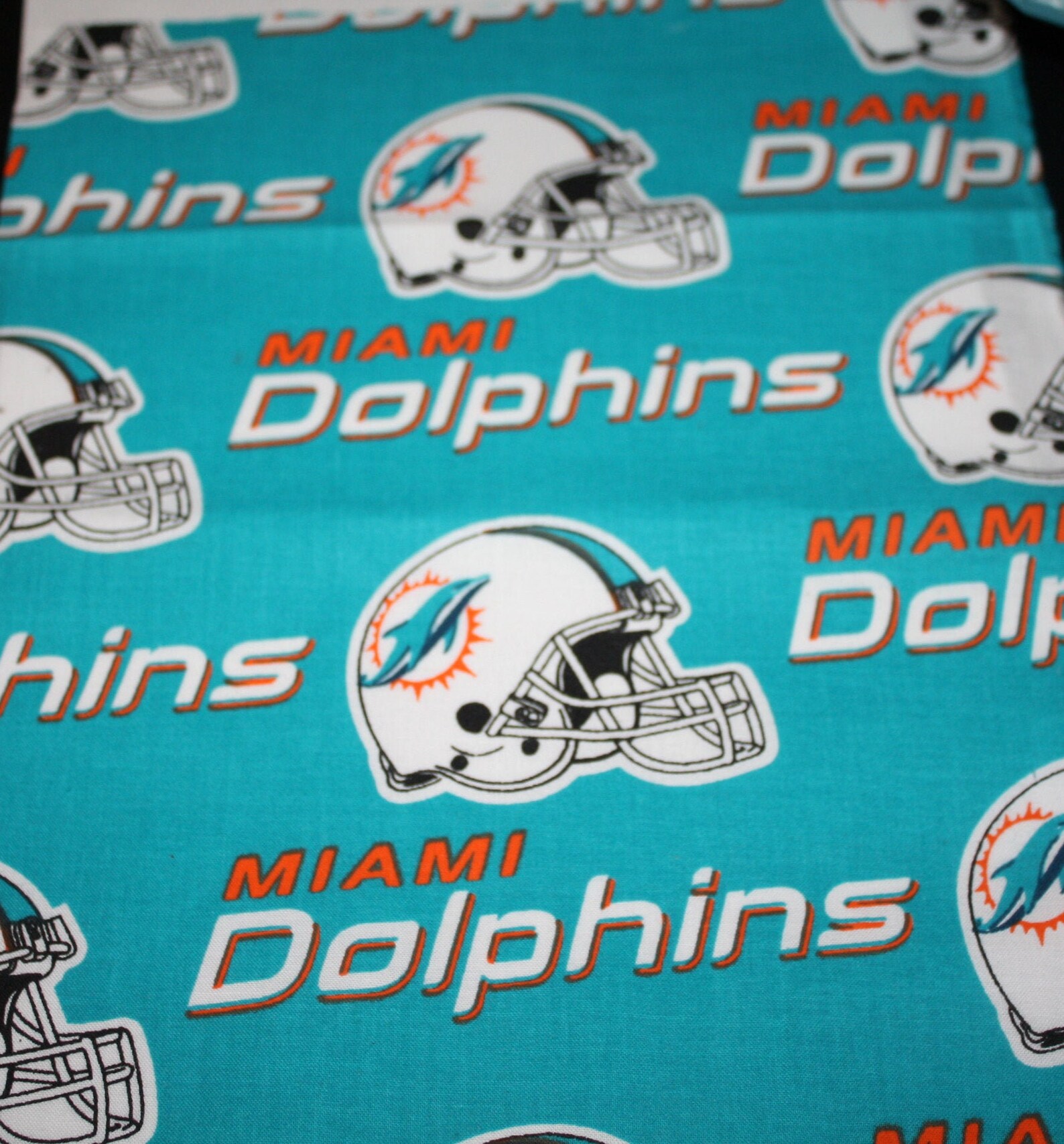 Miami Dolphins Cotton Fabric Material 1/4 Yard 9" X 57" Blue Background ...