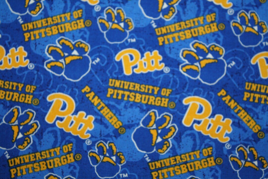 Pittsburgh University Cotton Fabric Panthers Material 1/4 Yard 9" X 43 ...