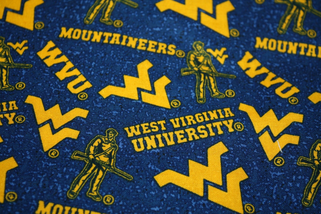 West Virginia Cotton Fabric Helmet WVU Mountaineers Logos Football 1/4 ...