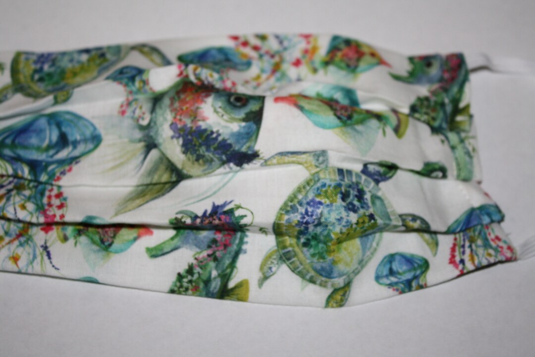 Sea Creatures Face Mask Adult Size Cloth Turtles Octopus Seahorse ...