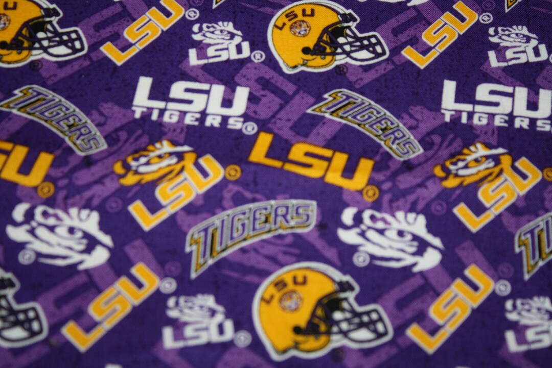 LSU Cotton Fabric Material 1/4 Yard 9" X 44" Perfect for Face Masks or ...