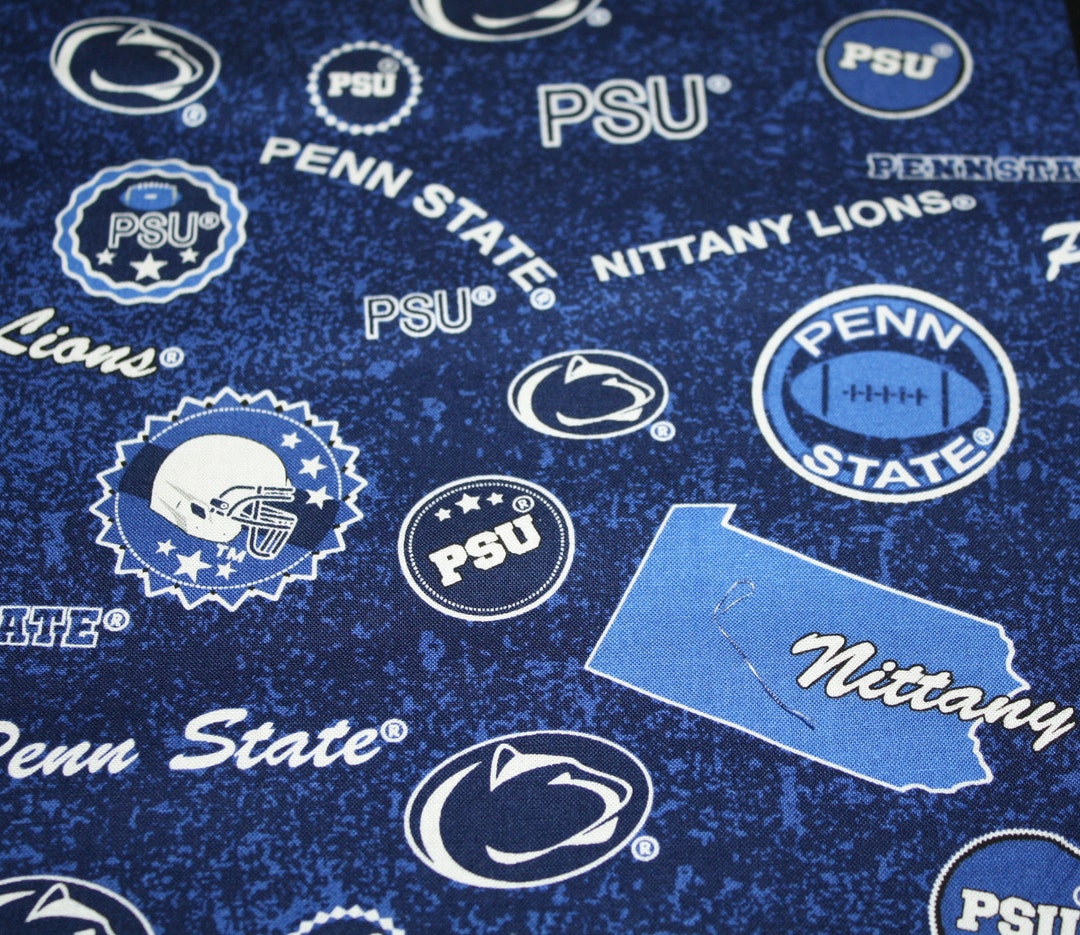 Penn State Cotton Fabric Material Nittany Lions 1/4 Yard 9" X 43" Blue ...