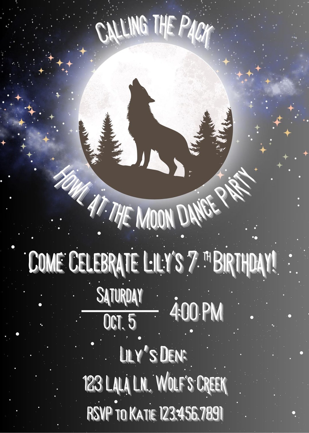 Howl at the Moon Birthday Invitation Set - Etsy