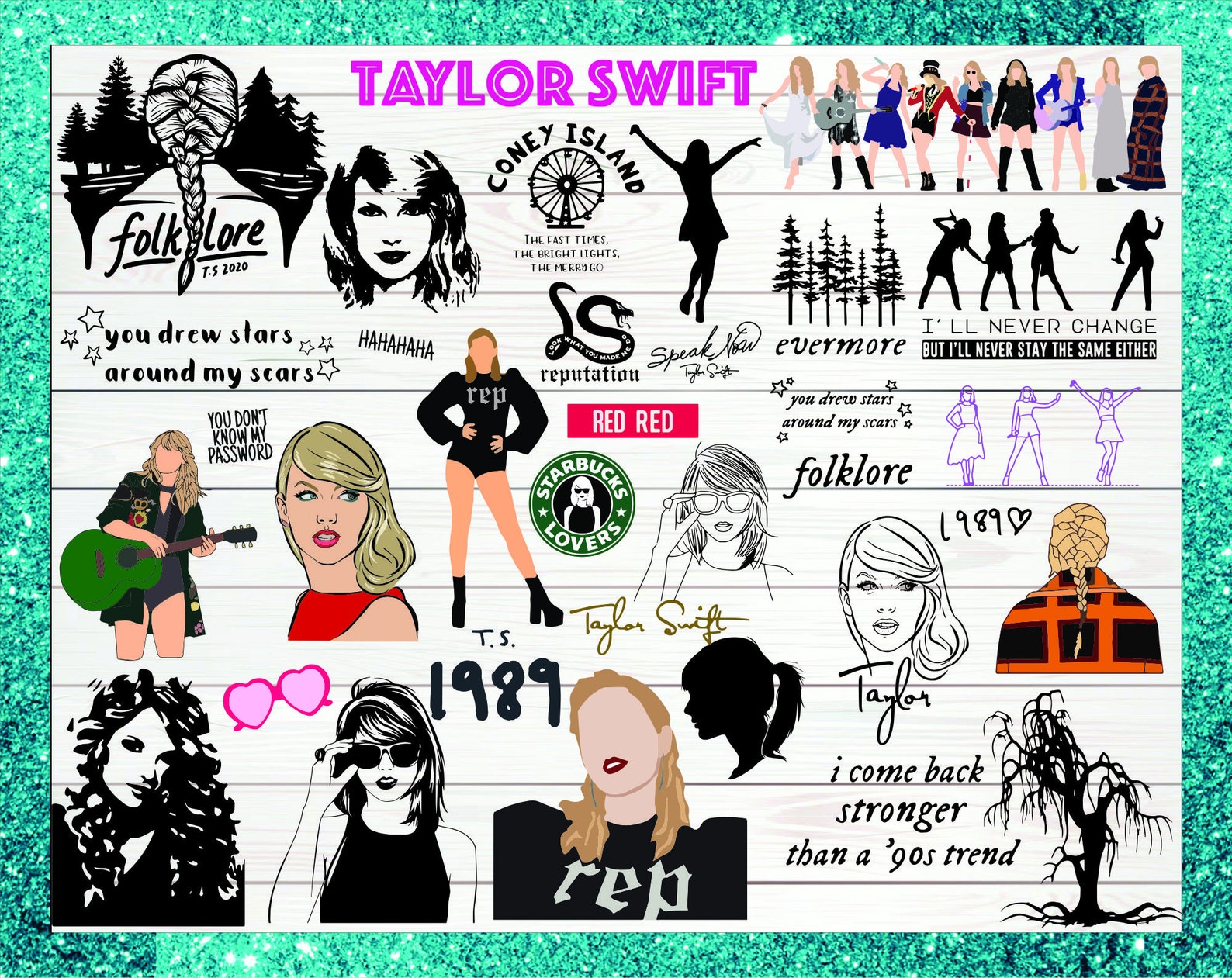 Bundle 105 Silhouette Clipart Taylor Swift SVG PNG Taylor | Etsy