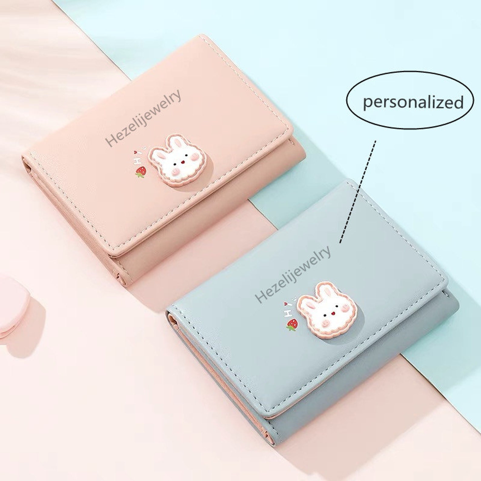 Personalized Wallet Cute Kawaii Pink Rabbit Wallet/animal - Etsy