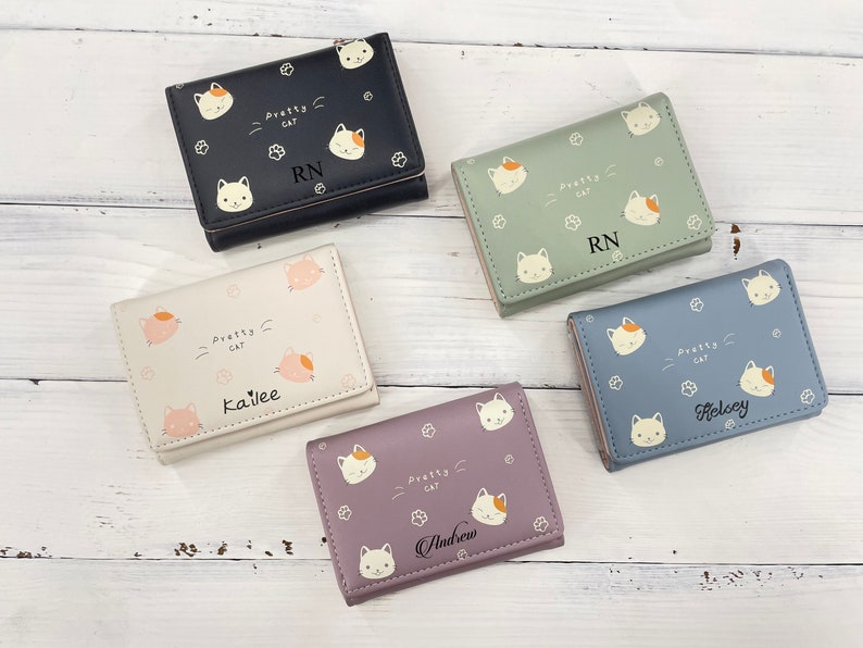 Personalized Wallet Kawaii Pretty Cat Cartoon Animal Short - Etsy
