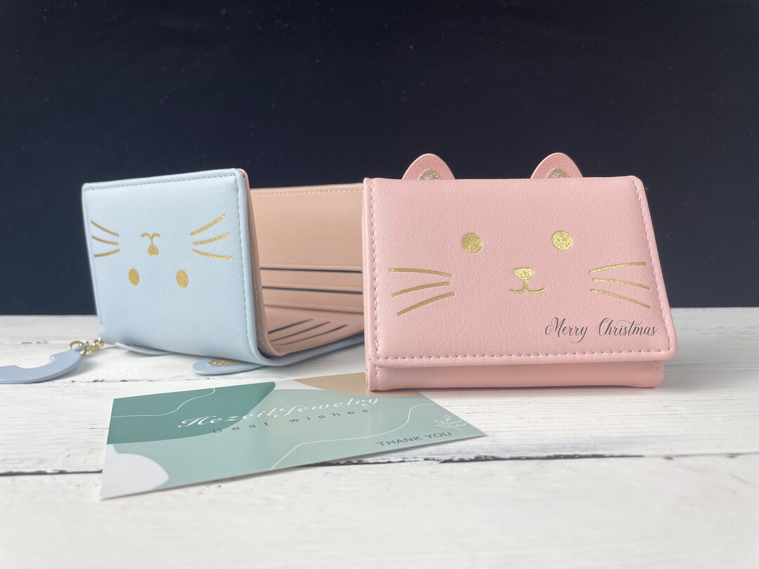 Kawaii Cat Wallet, Vegan Mini Wallet for Women, Personalized Small Cute ...