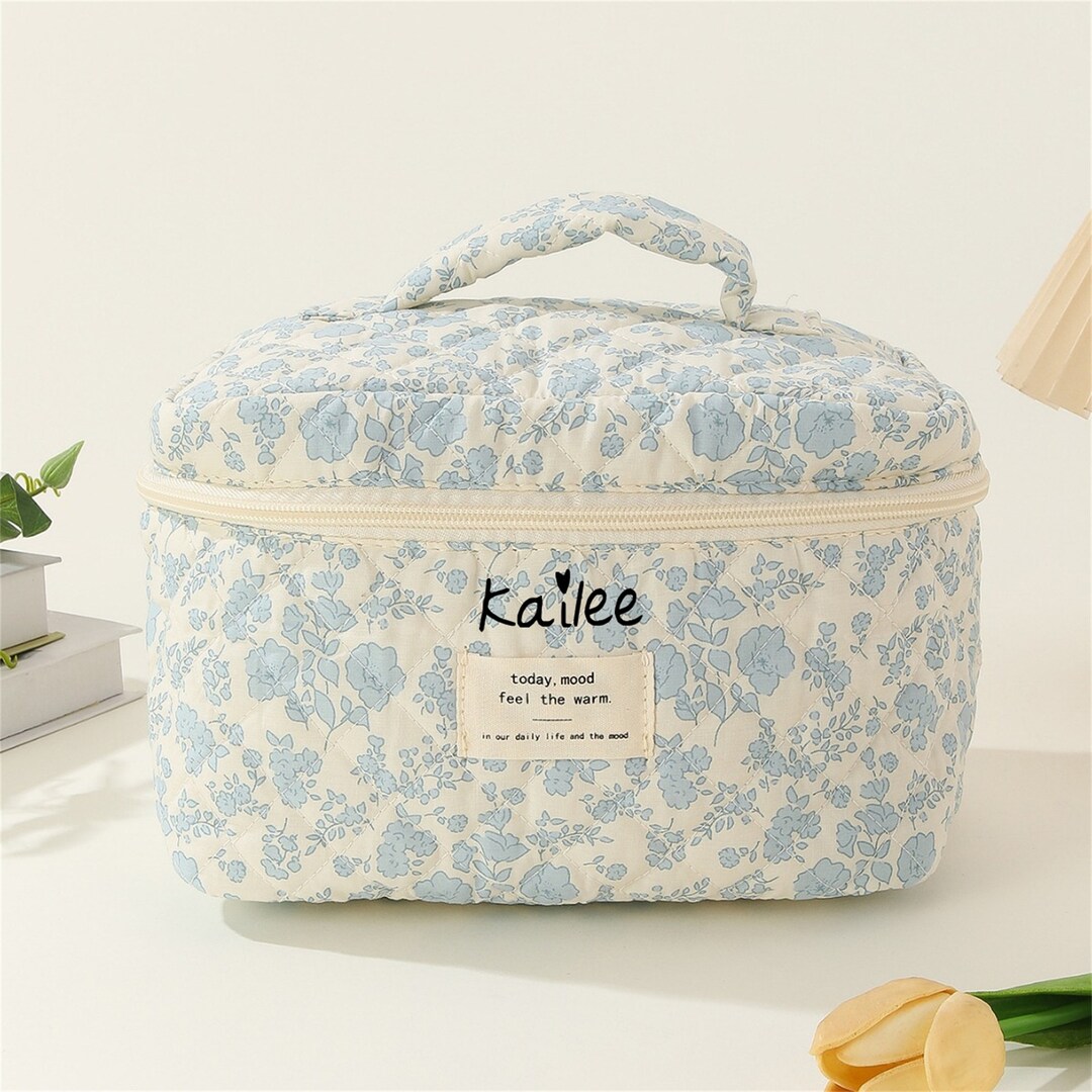 Personalised Simple Practical Flower Makeup Bag, Vintage Cosmetic ...