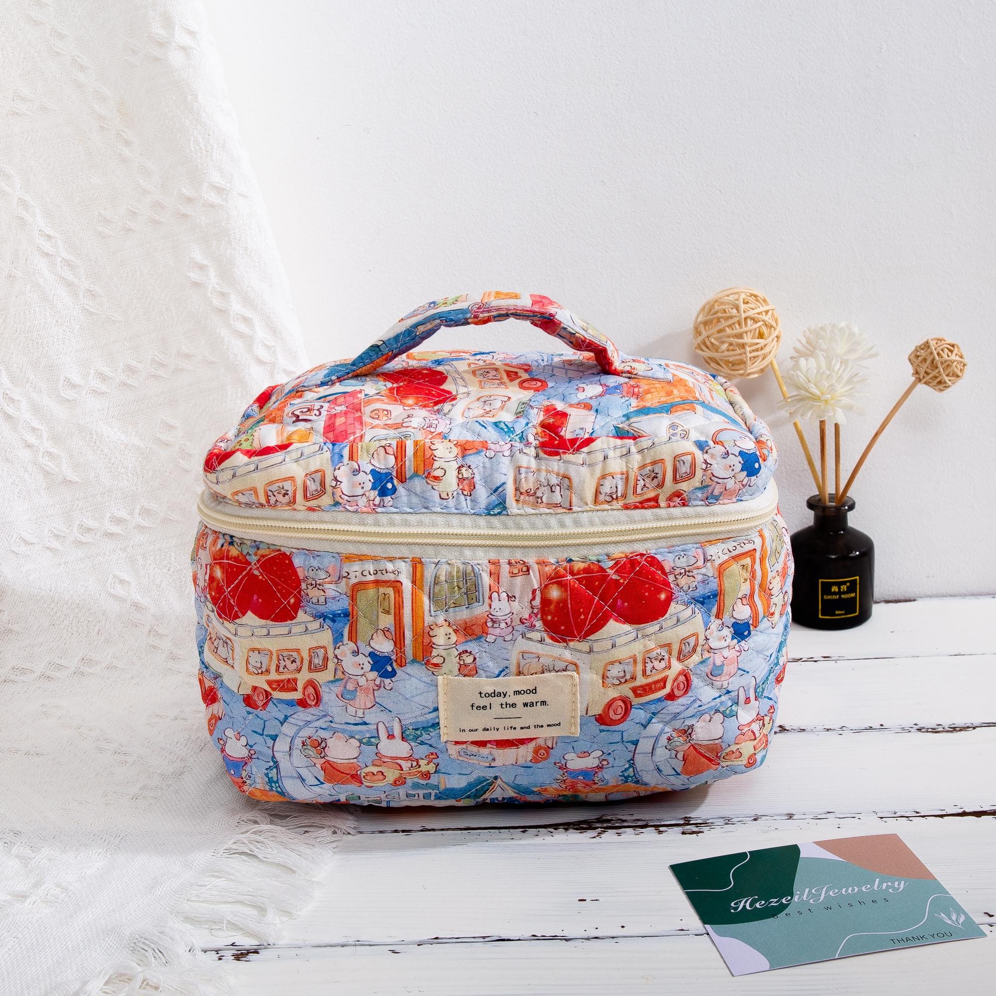 Personalised Simple Practical Flower Makeup Bag, Vintage Cosmetic ...
