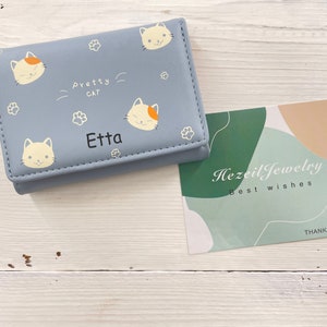 Personalized Wallet Kawaii Pretty Cat Cartoon Animal Short Wallet/ Cute ...