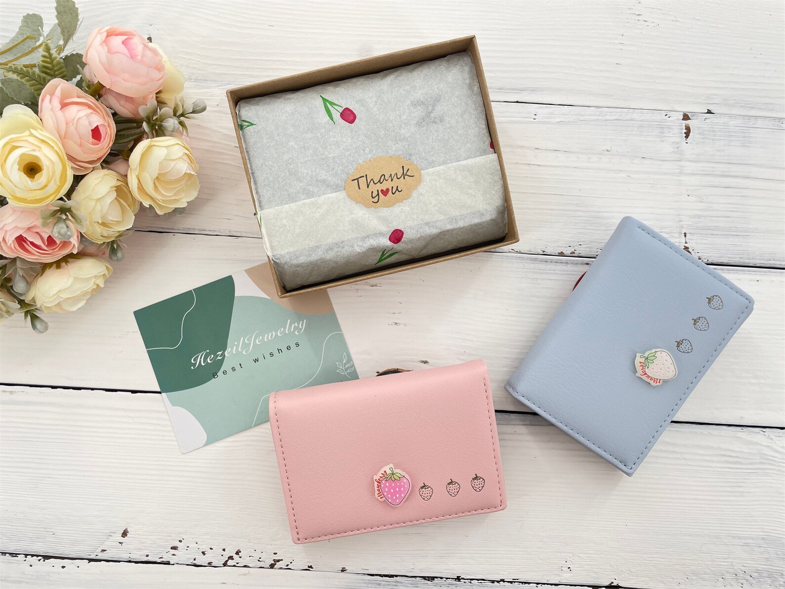 Kawaii Strawberry Wallet/personalized Wallet/japanese Wallet - Etsy