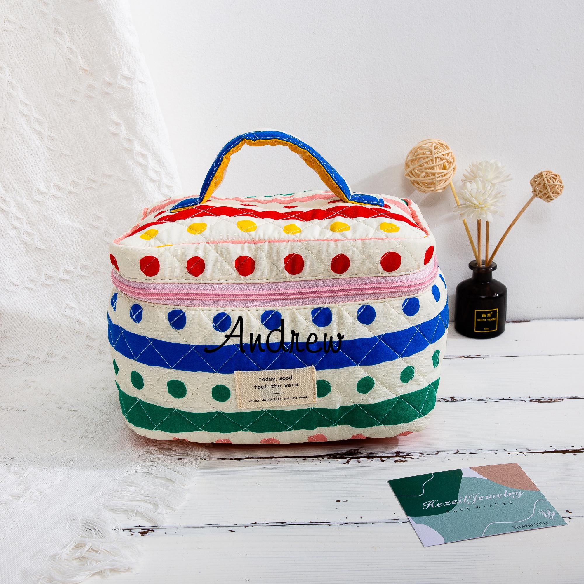 Personalised Simple Practical Flower Makeup Bag, Vintage Cosmetic ...