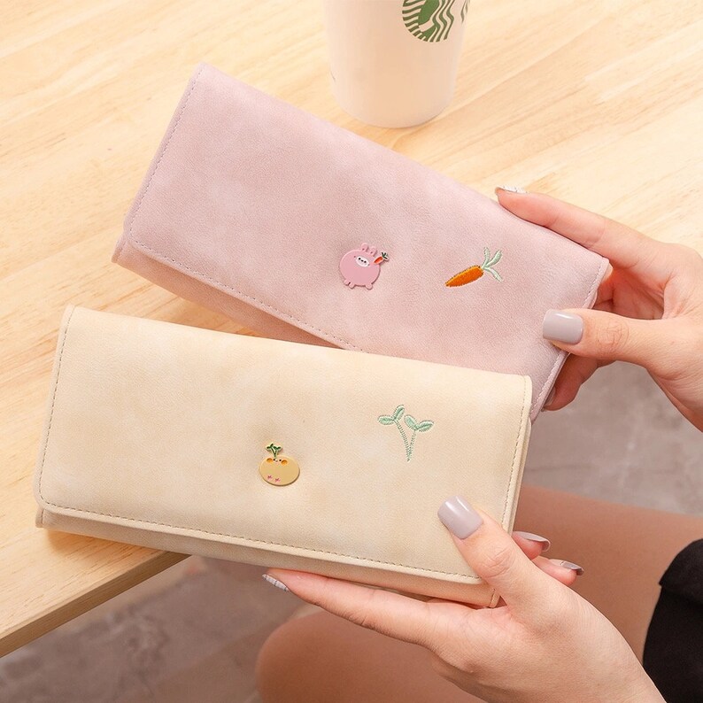 Cute Custom Wallet/ Kawaii Pink/yellow Cartoon Long Wallet - Etsy
