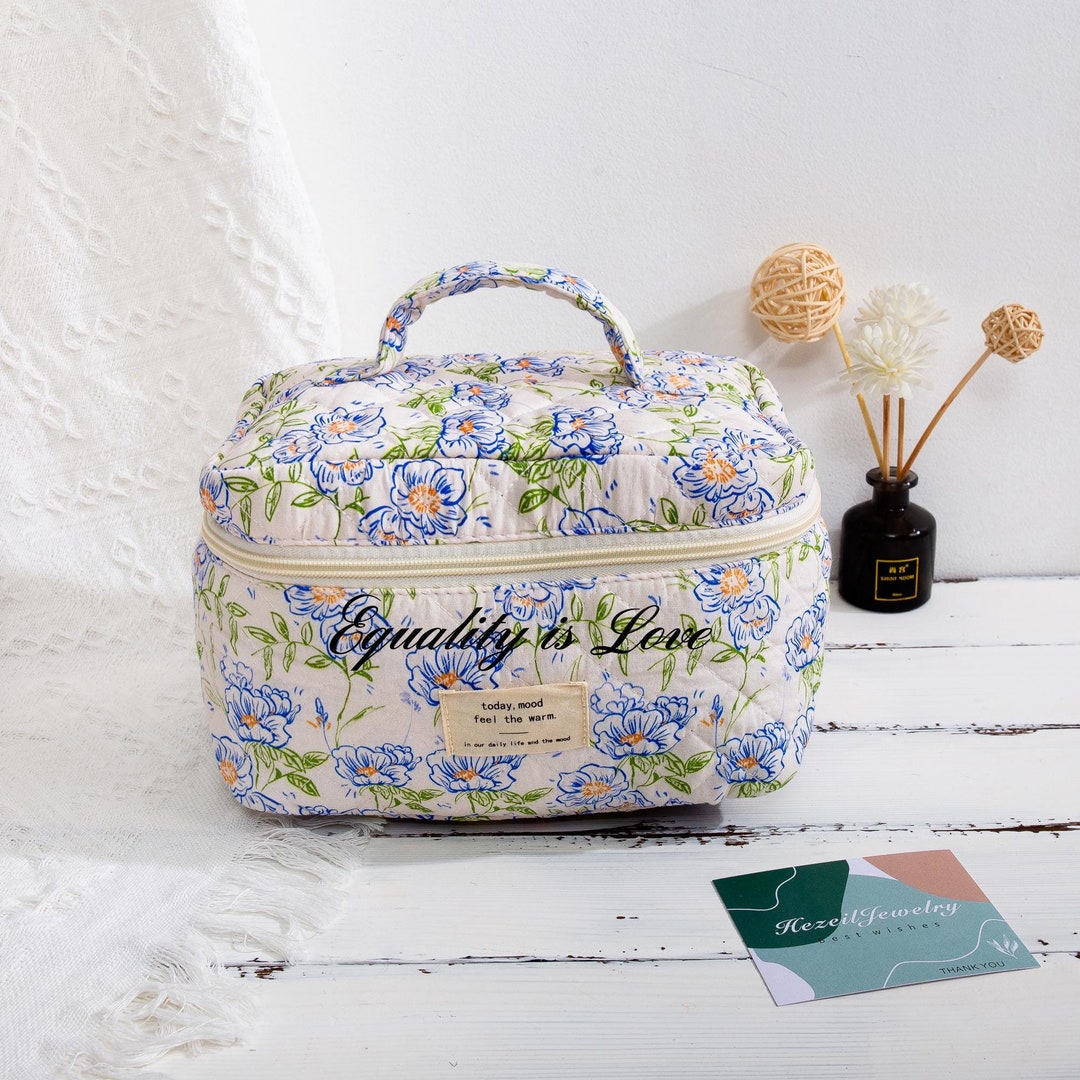 Personalised Simple Practical Flower Makeup Bag, Vintage Cosmetic ...