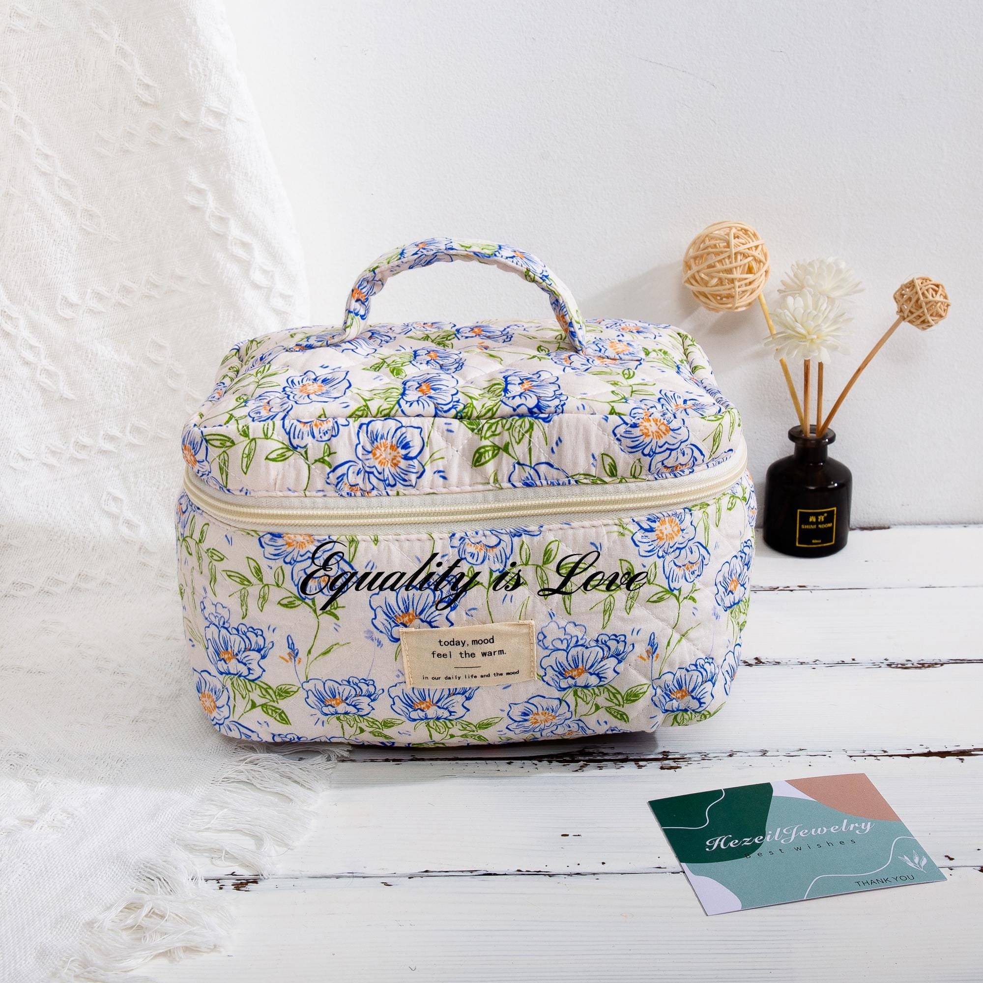 Personalised Simple Practical Flower Makeup Bag, Vintage Cosmetic ...