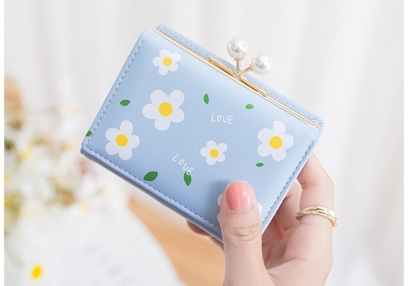 Cute Kawaii Daisy Flower Pearl Korea Pink Small Wallet/ - Etsy