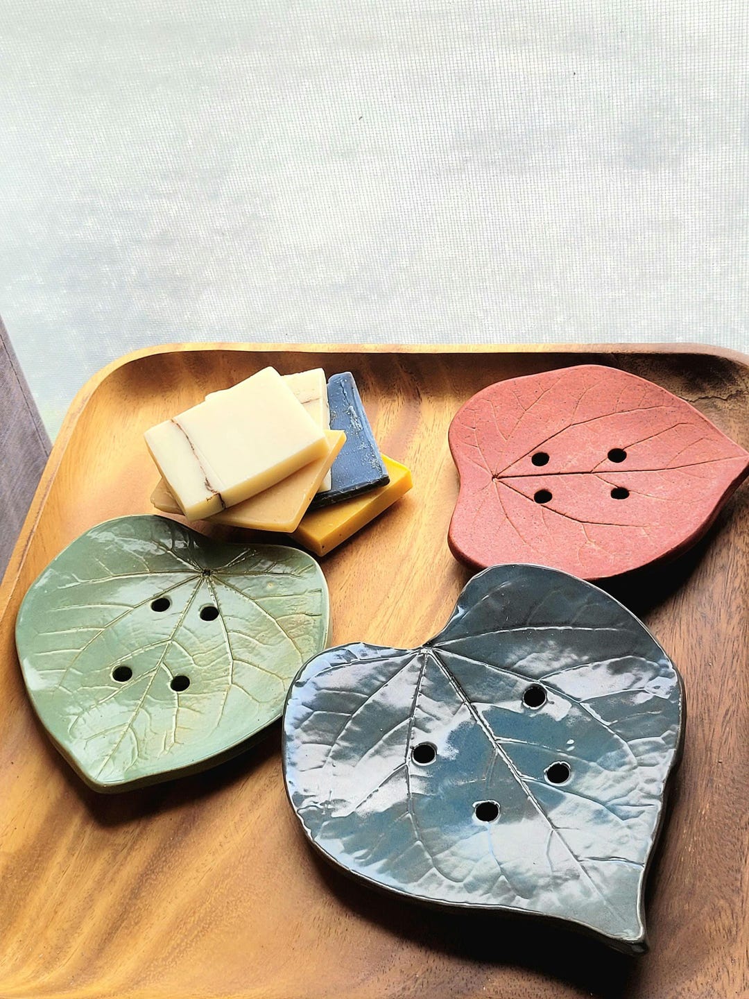 Leaf Soap Dish With Drain Kitchen Sponge/dish Brush Holder Sink Caddy ...