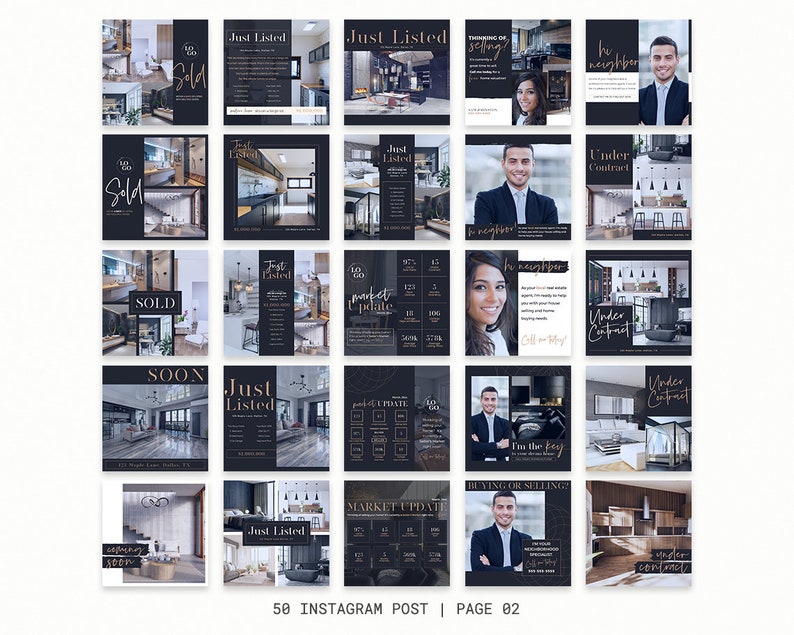 150 Real Estate Social Media Post & Story Bundle | Dark Marxii - Etsy