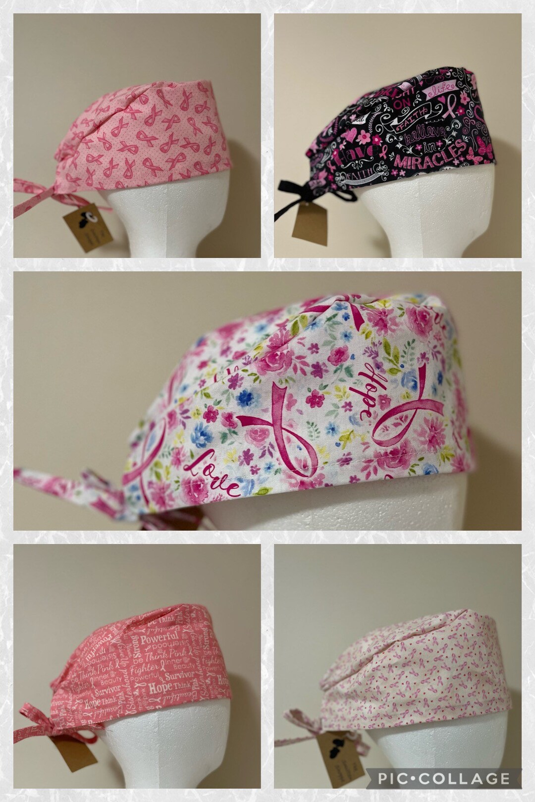 Breast Cancer Scrub Cap. Cancer Ribbon Scrub Cap. Pink Scrub - Etsy