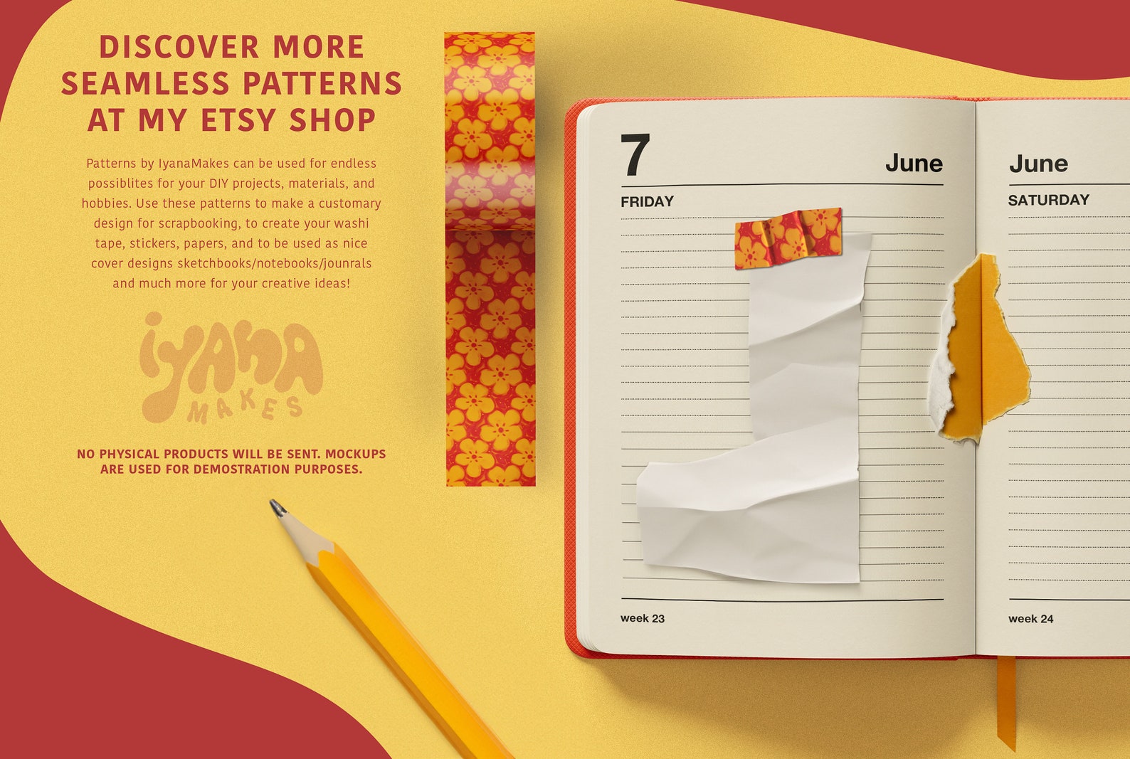 Yellow Heart Seamless Pattern for DIY Projects Yellow Heart Pattern for ...