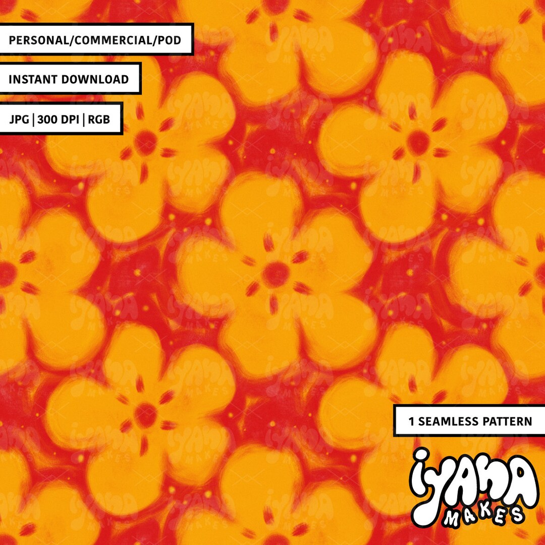 Yellow Floral Seamless Pattern for DIY Projects Floral Pattern for Pod ...