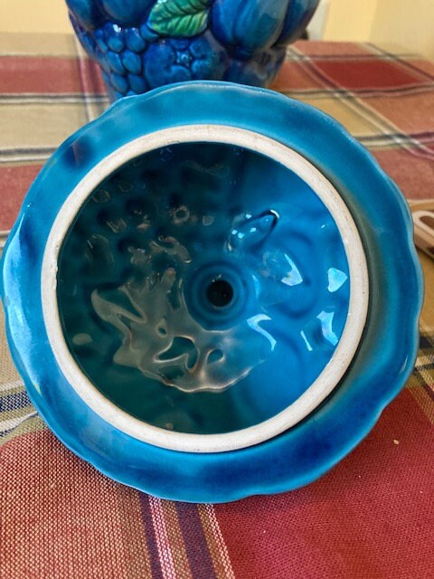 Inarco Blue Indigo Mood Grape Leaves Ginger Jar With Matching - Etsy