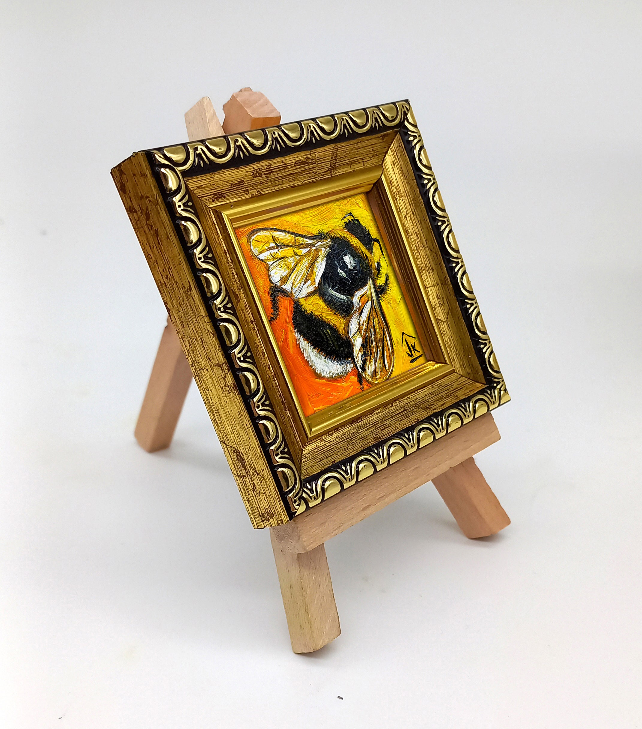 Bumblebee Painting Framed Hand-painted Tiny Bumblebee Artwork Bee Wall ...