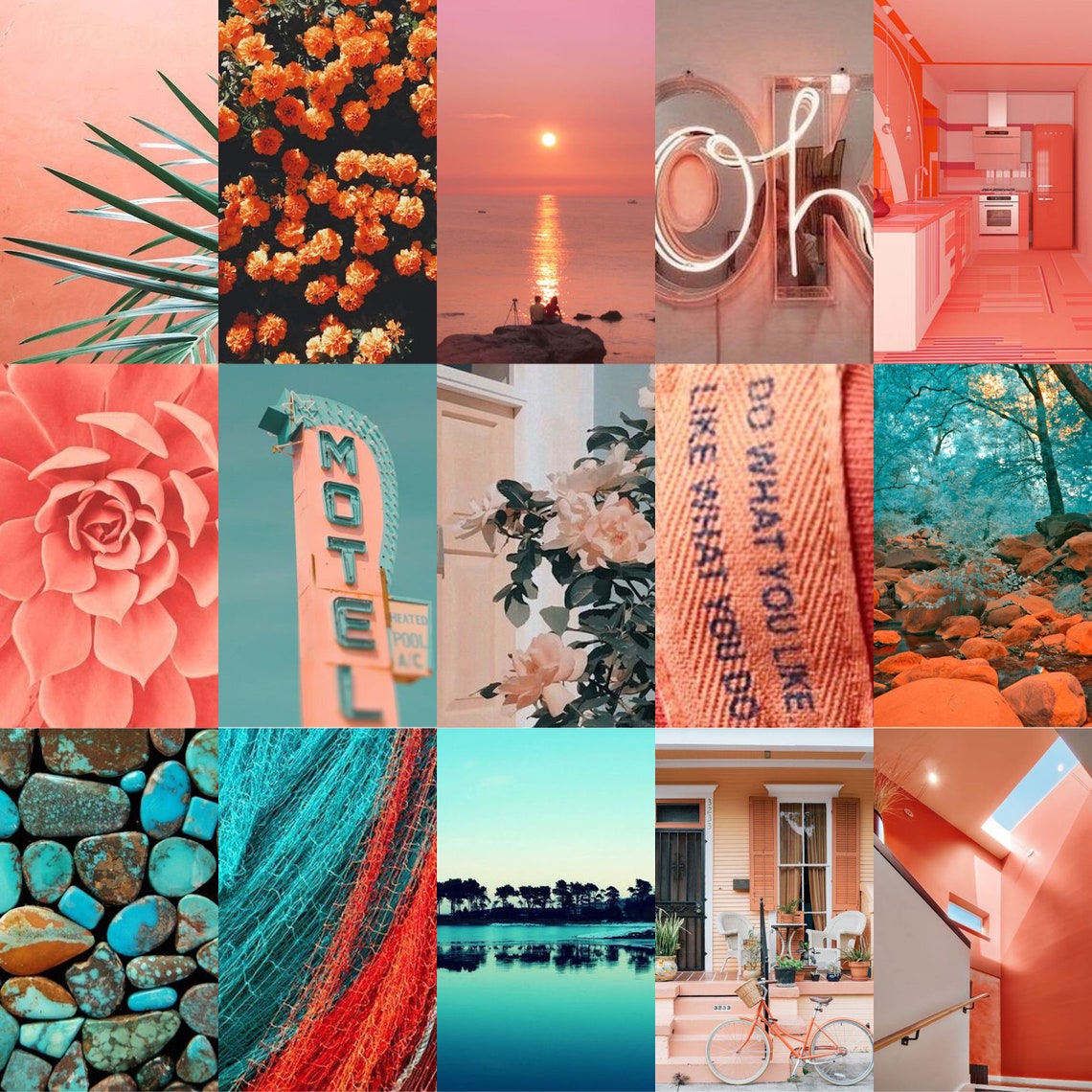 Peach&turquoise Photo Collage Kit DIGITAL - Etsy