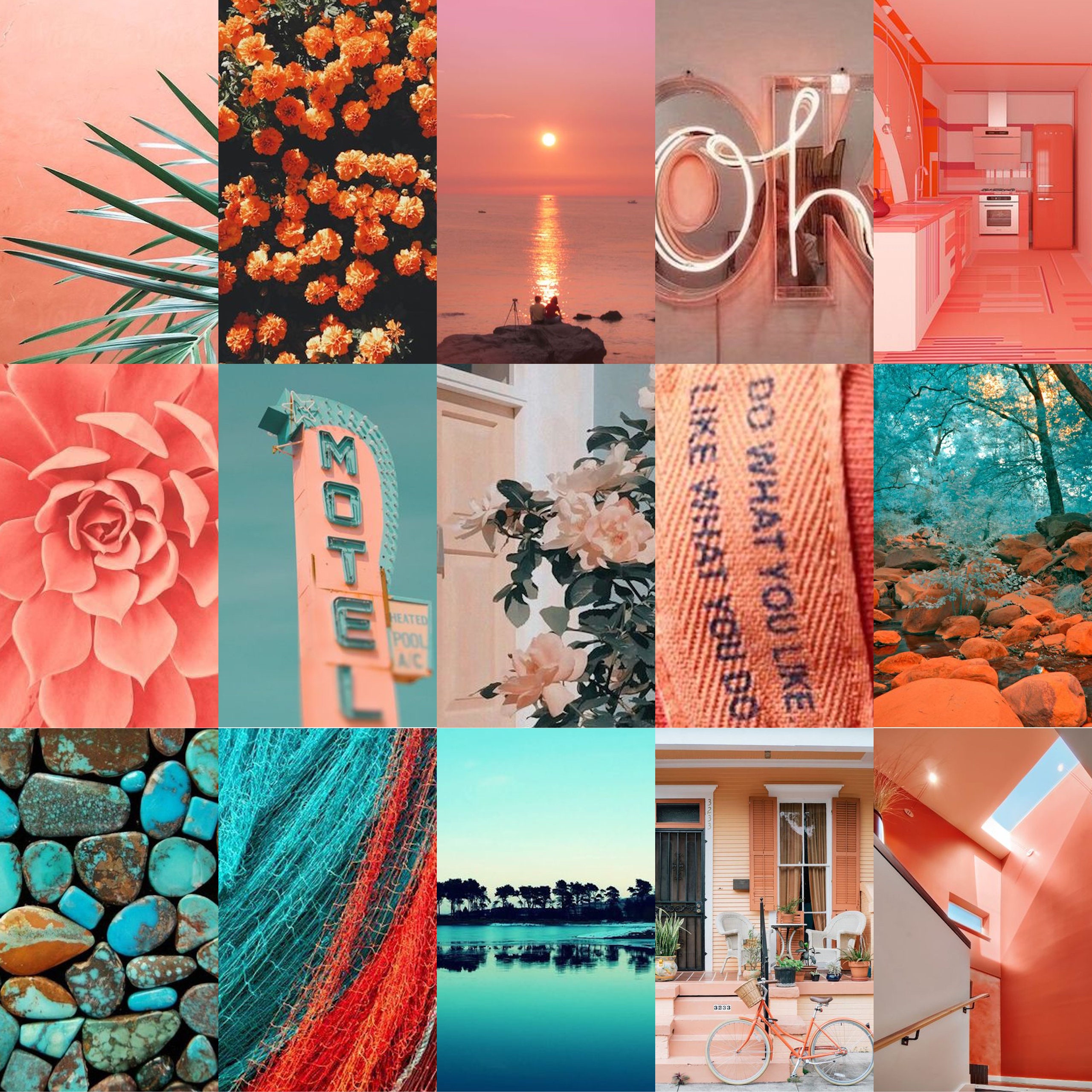 Peach&turquoise Photo Collage Kit DIGITAL - Etsy
