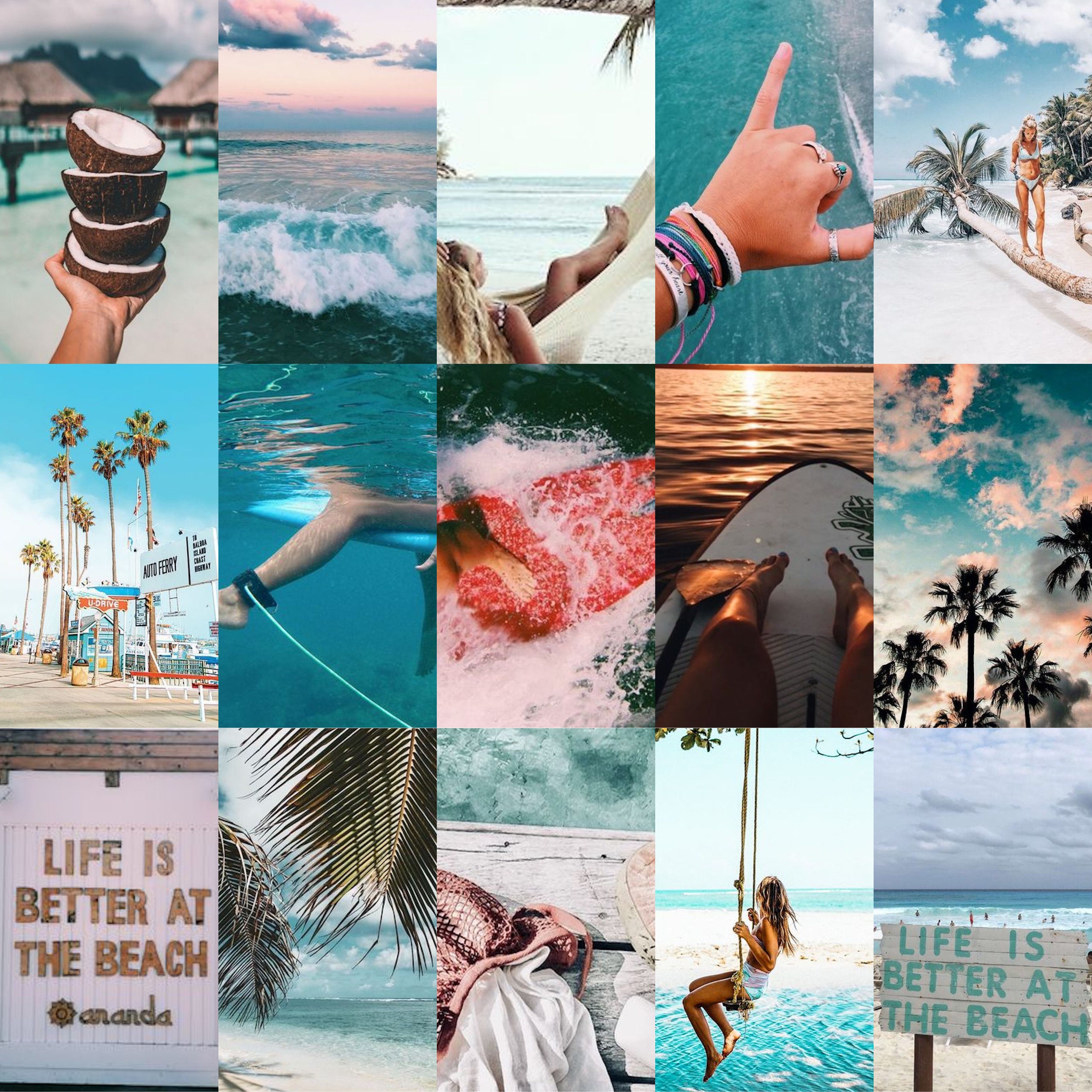 Beach Aesthetic Photo Collage Kit - Etsy Australia