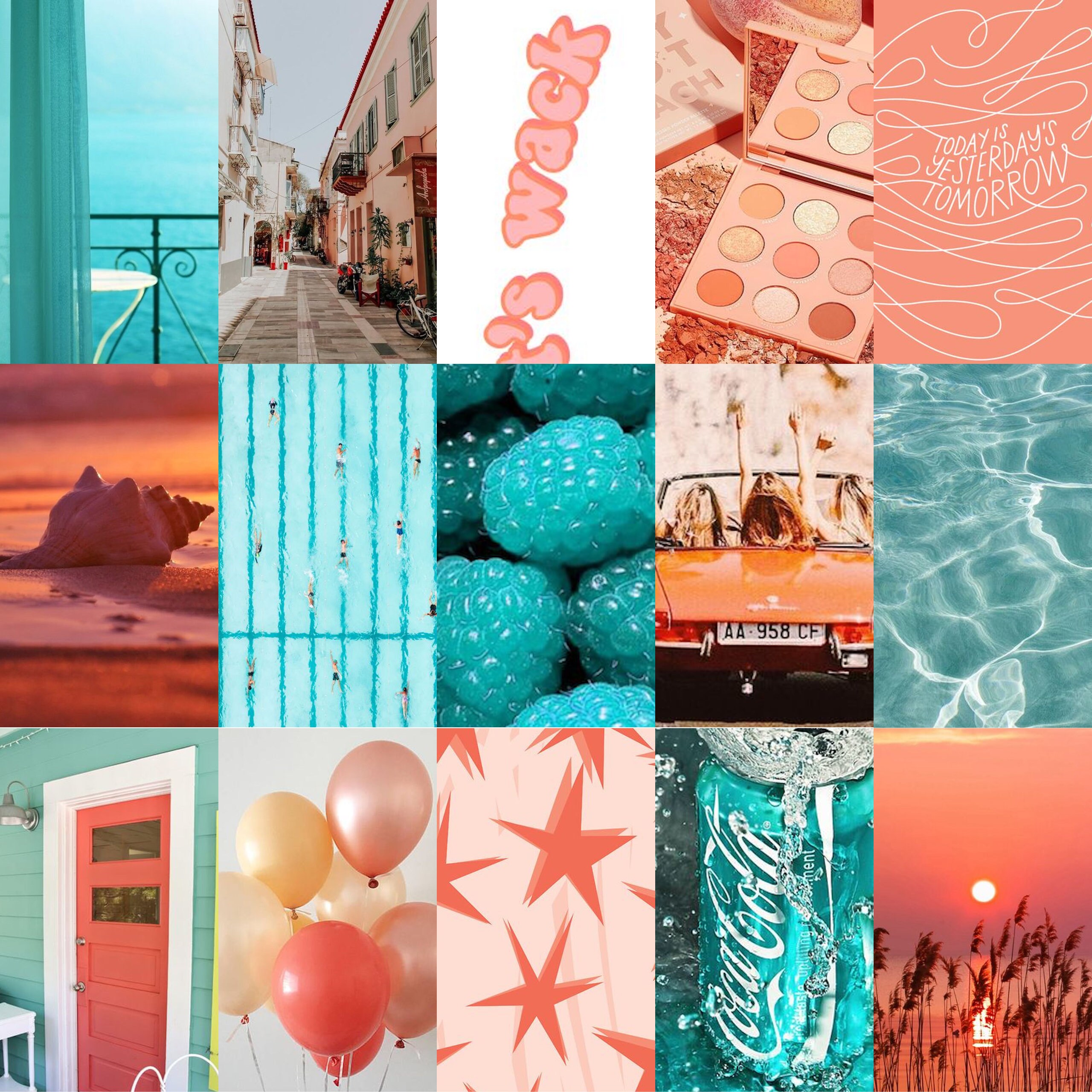 Peach&turquoise Photo Collage Kit DIGITAL - Etsy