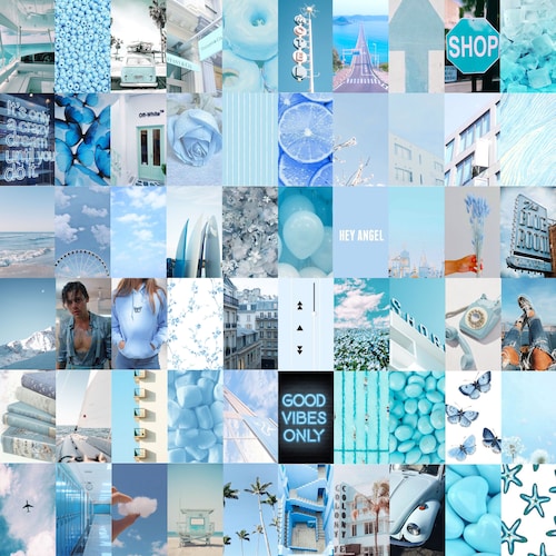 Photo Wall Collage Kit Peach & Light Blue 2 Aesthetic set - Etsy