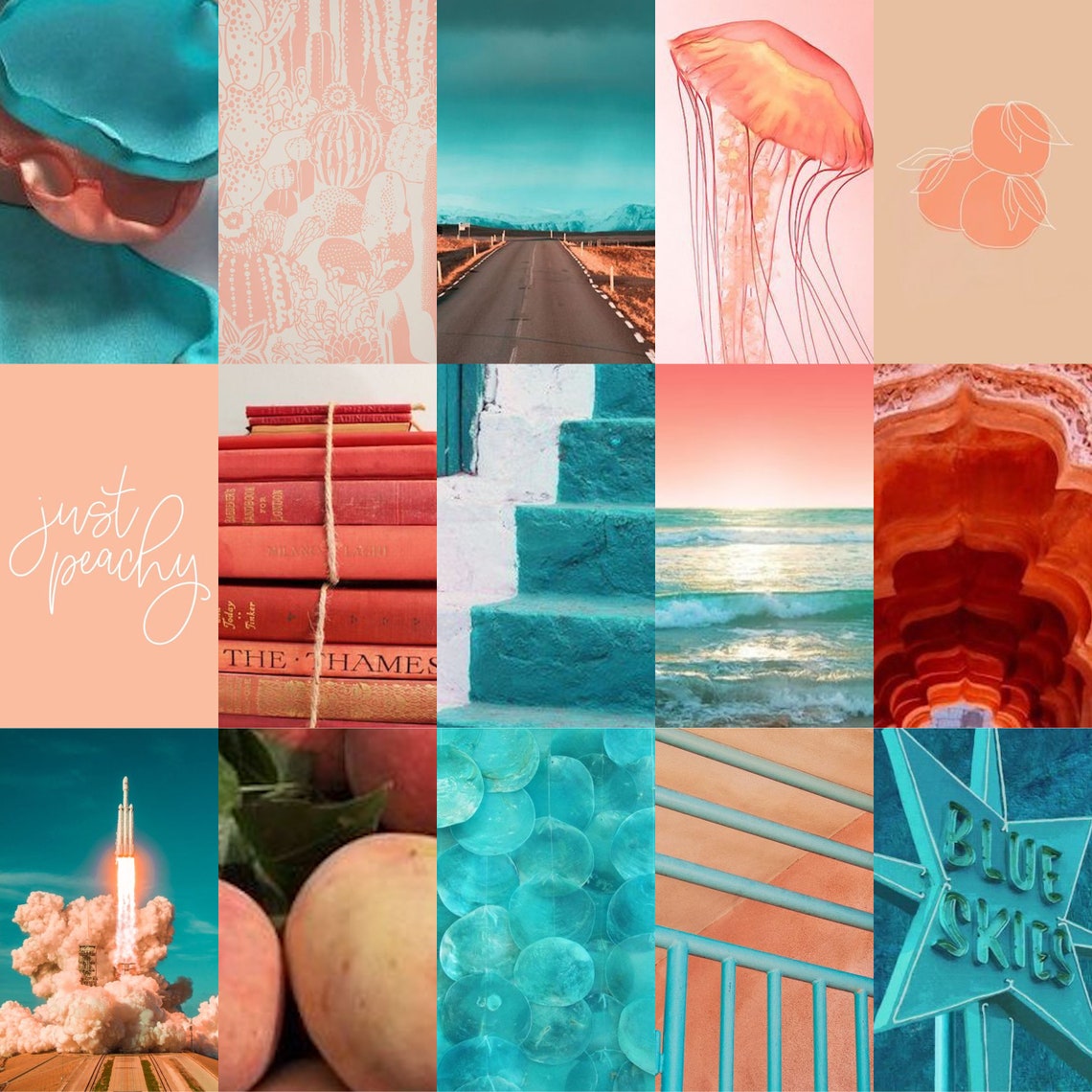 Peach&turquoise Photo Collage Kit - Etsy