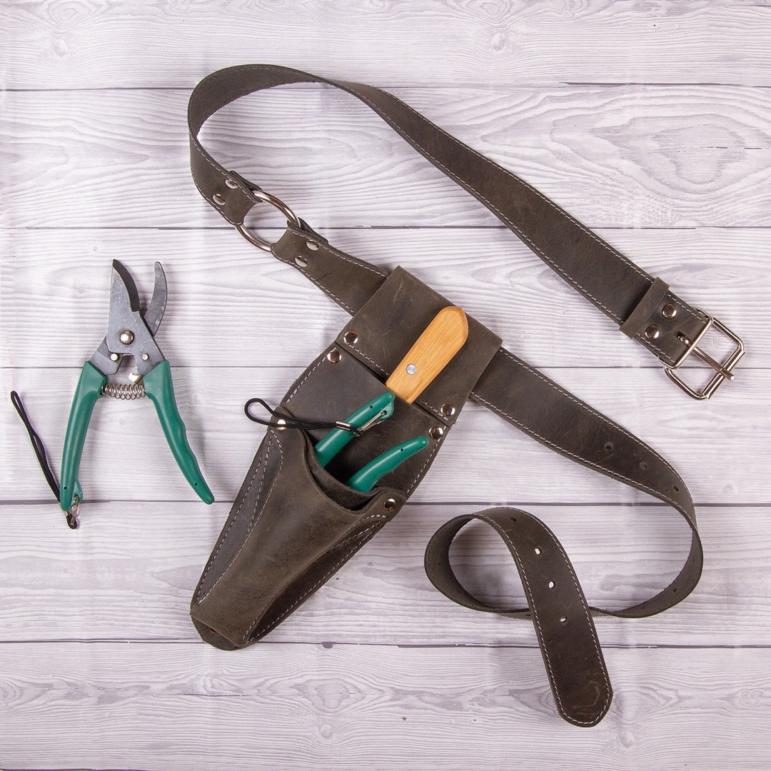 Hori Hori Leather Sheath Belt With Pruner and Scissor Pockets. Florist ...