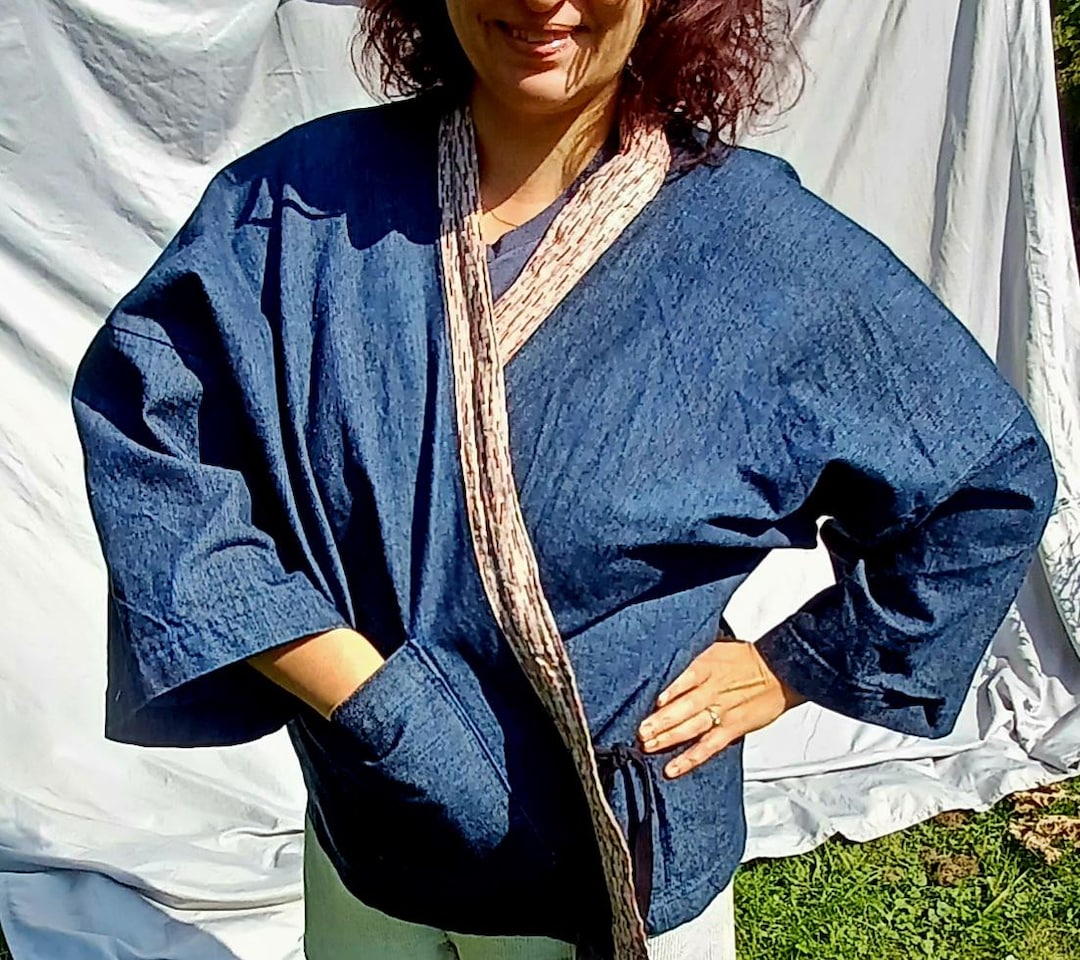 Dark Denim Hippari (field Jacket) From Traditional Japanese Pattern - Etsy