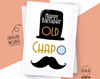 Happy Birthday Old Chap Male Birthday Card - Etsy UK