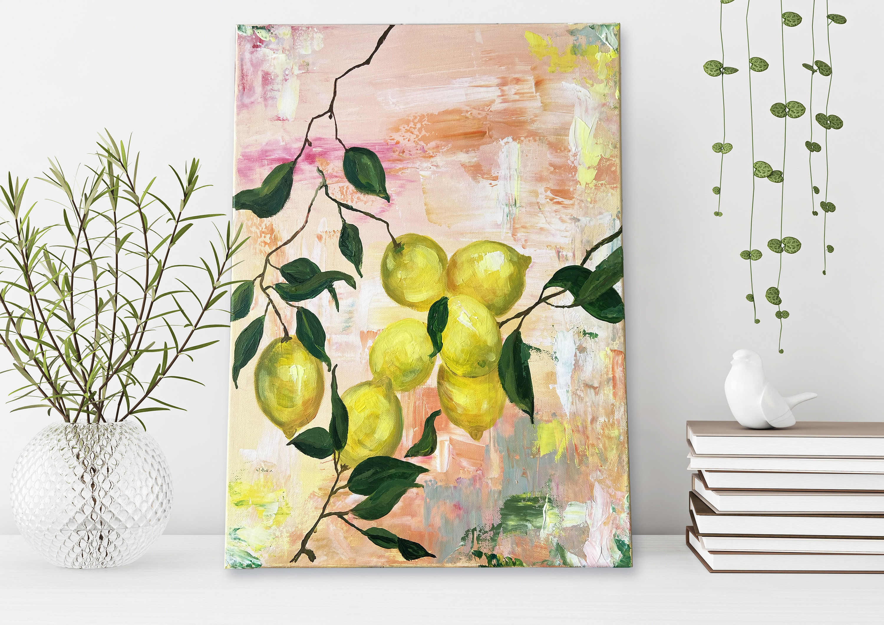 Italian Lemons Original Hand Painted Canvas: Acrylic - Etsy UK