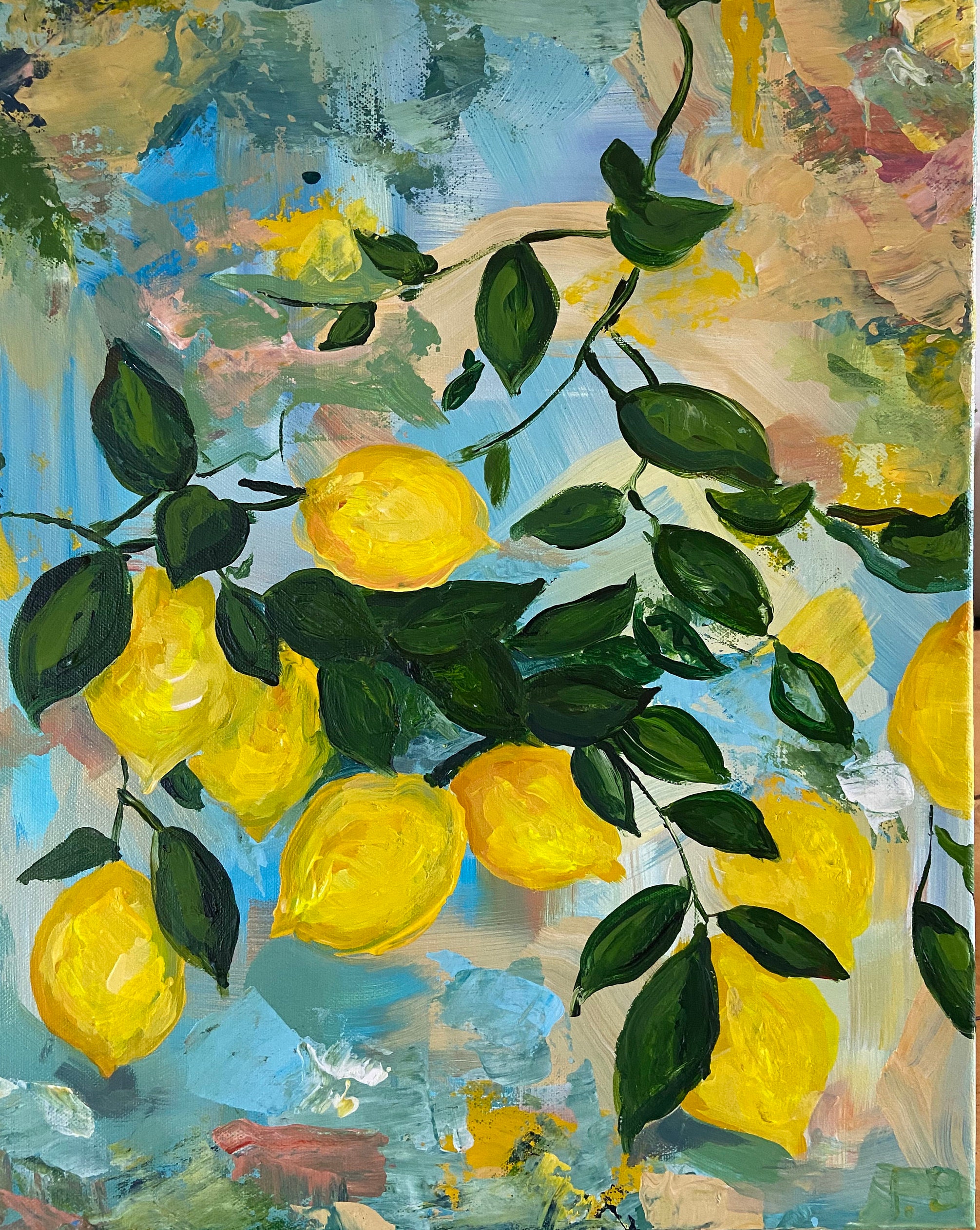 Lemon Tree Original Hand Painted Art: Acrylic Painting | Etsy