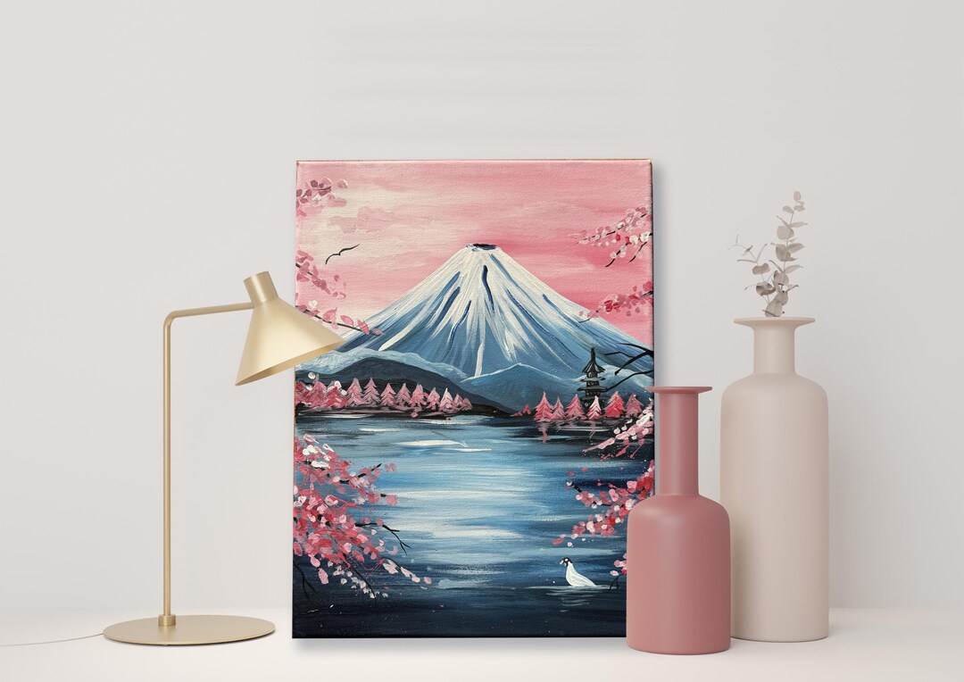 Mount Fuji Painting - Original Hand Painted. Acrylic Paints, Stretched ...