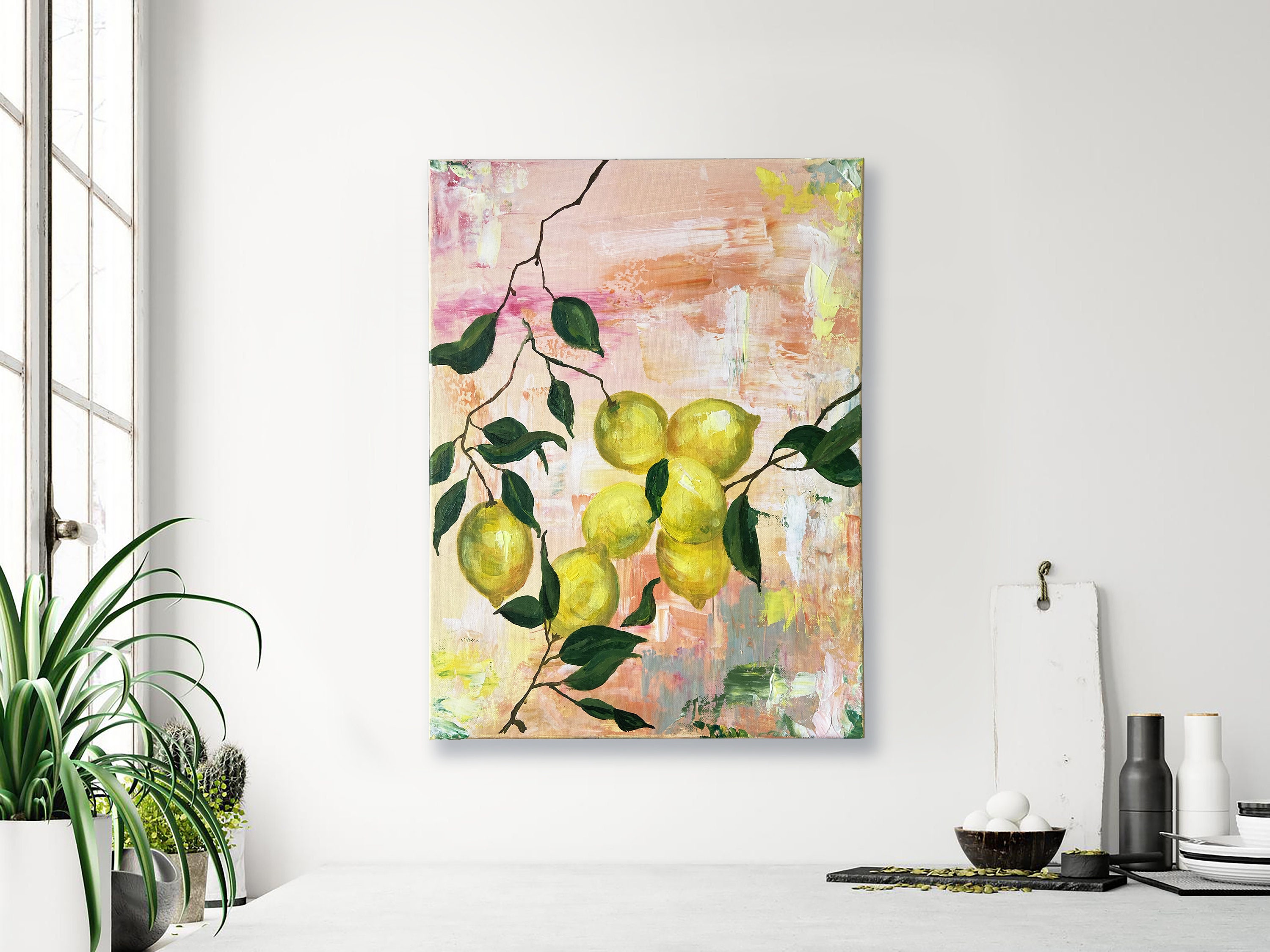 Italian Lemons Original Hand Painted Canvas: Acrylic - Etsy UK