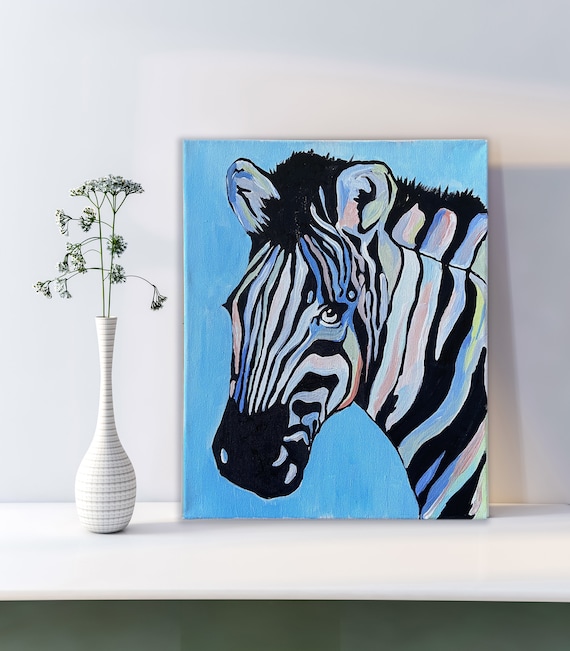 Zebra Paintings On Canvas Modern Zebra Heads Wall Art Living Room