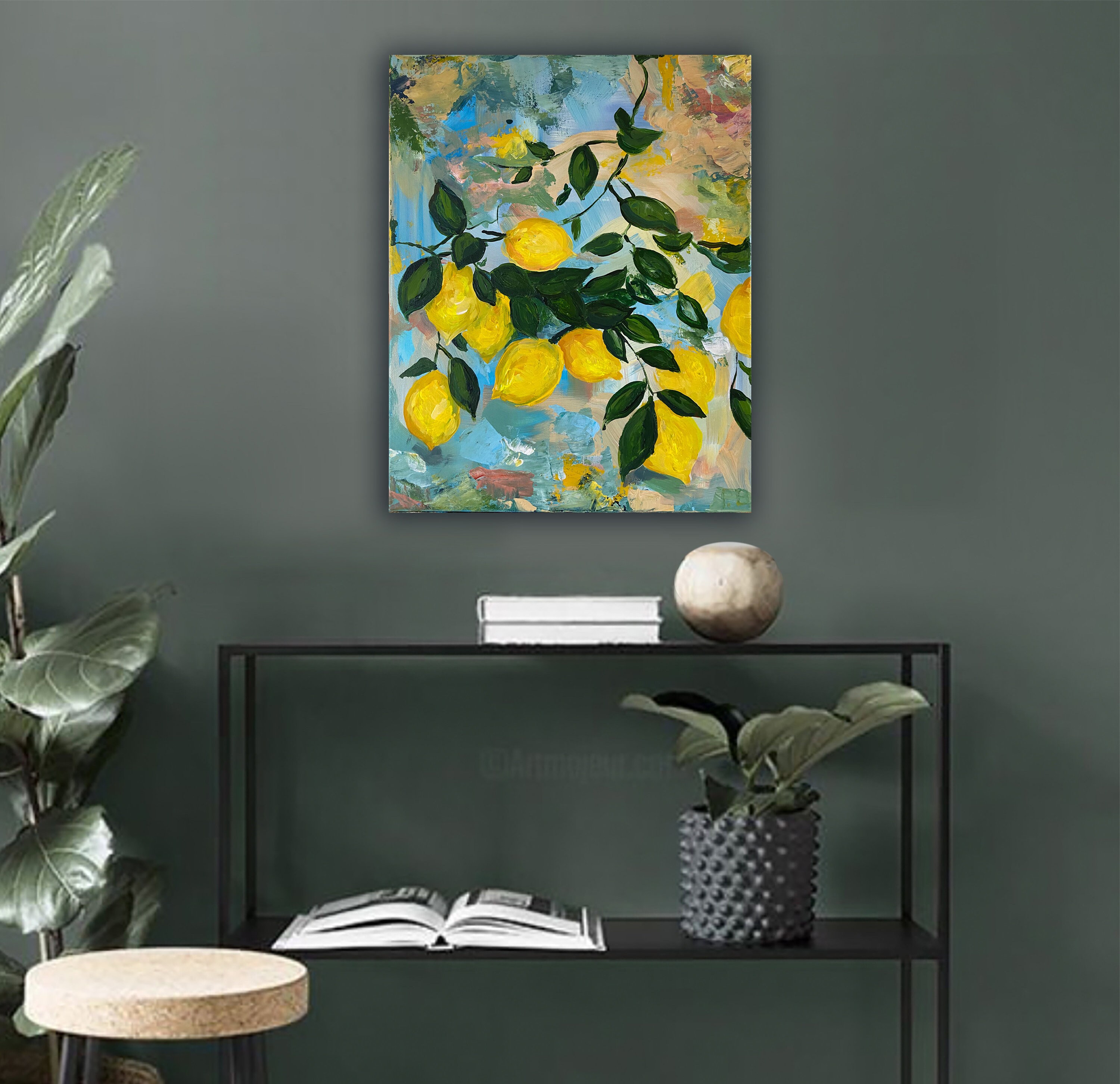 Lemon Tree Original Hand Painted Art: Acrylic Painting | Etsy