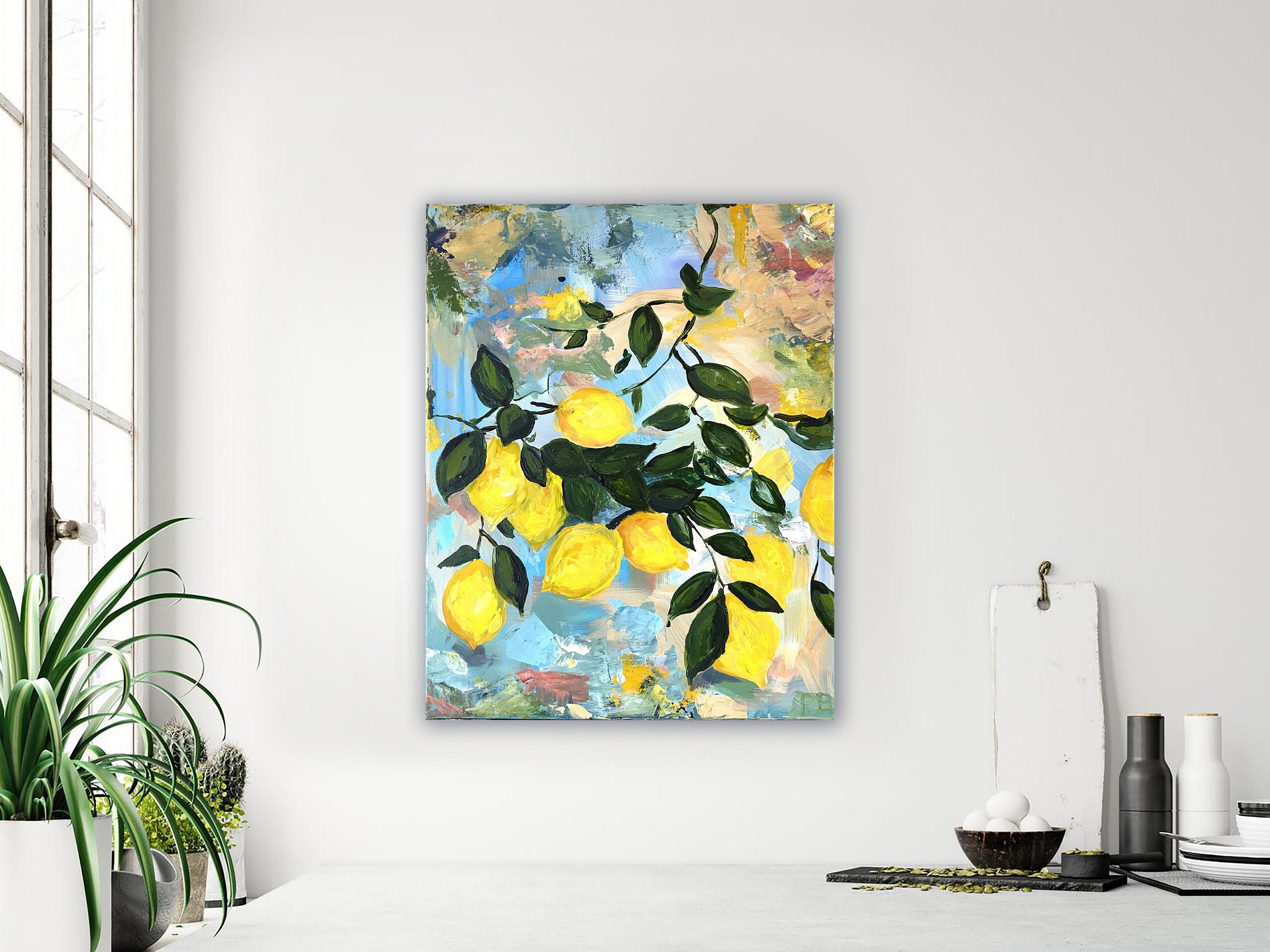 Lemon Tree Original Hand Painted Art: Acrylic Painting | Etsy