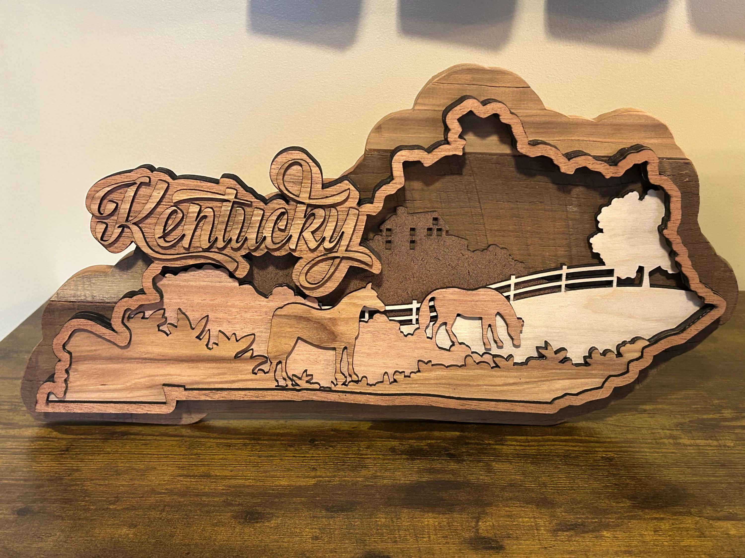 Kentucky Home 3D Layered Hardwood Sign, Rustic Decor Barnwood Sign ...