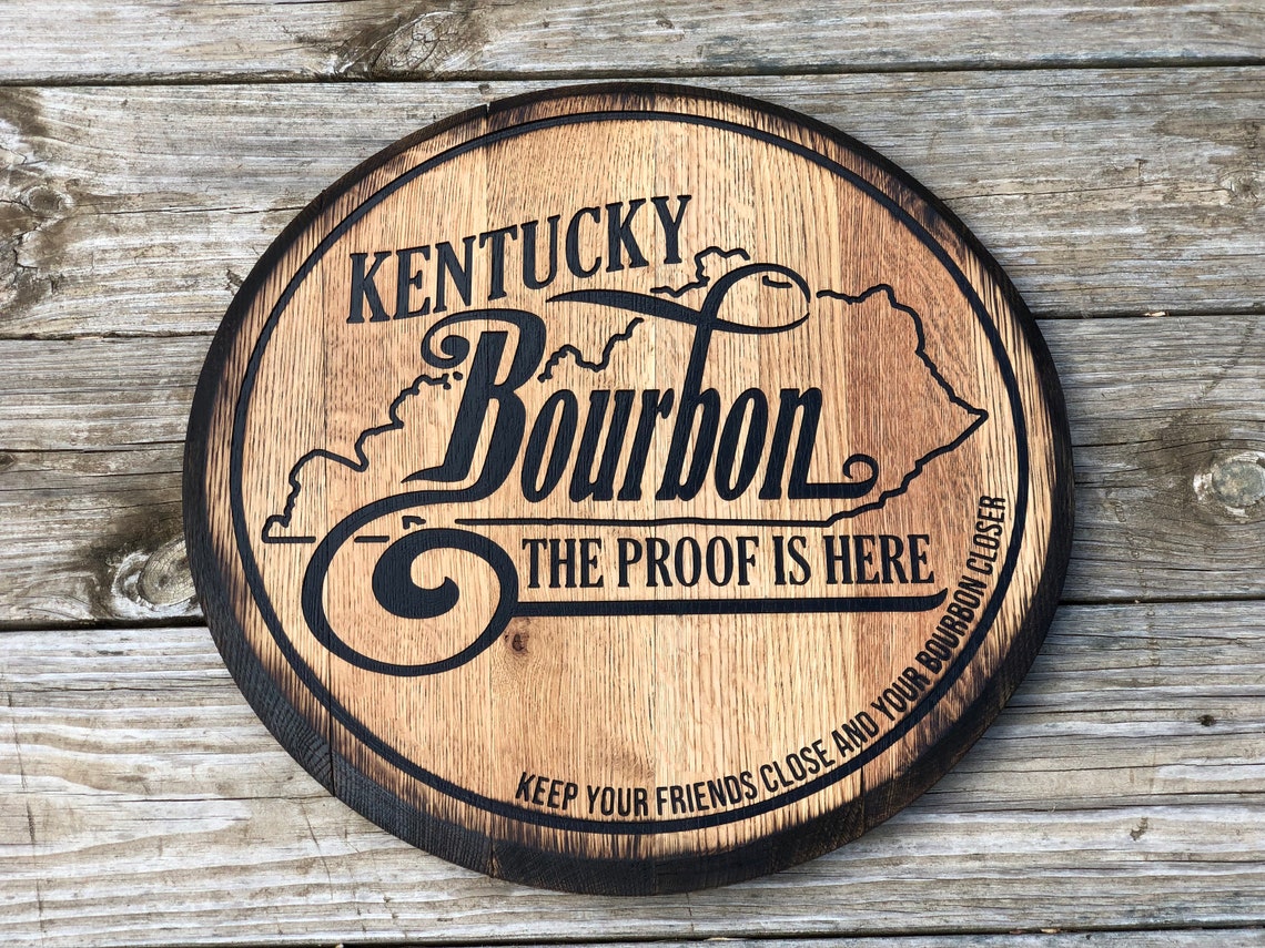 Kentucky Bourbon Barrel, Carved Rustic Bar Sign, Whiskey Barrel Decor ...