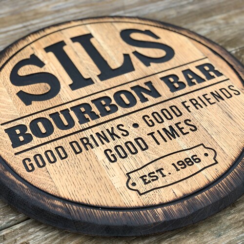 Bourbon Barrel Bar Sign Personalized Name and Date - Etsy