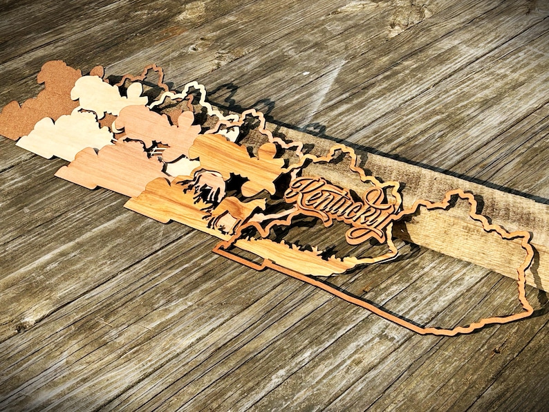 Kentucky Home 3D Layered Hardwood Sign, Rustic Decor Barnwood Sign ...